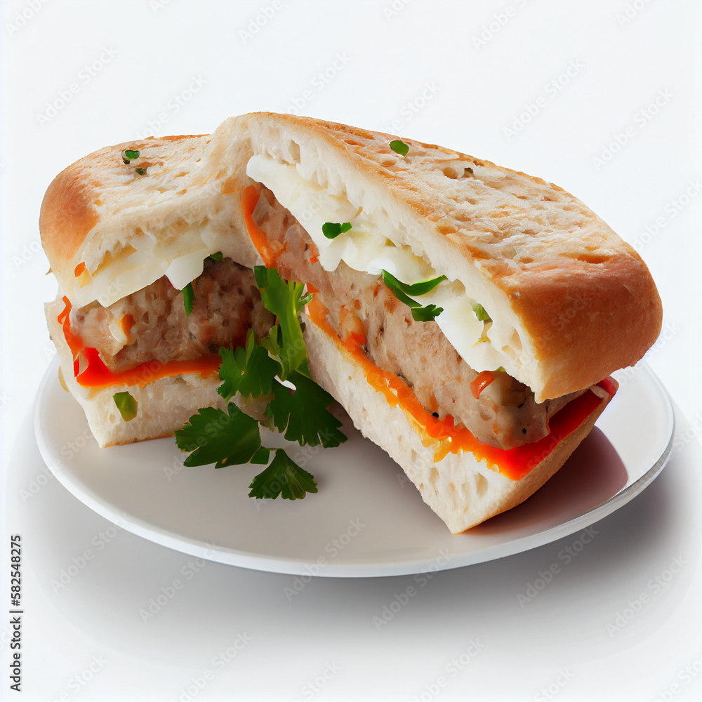Kofta sandwich background white hd upscale Stock Illustration | Adobe Stock