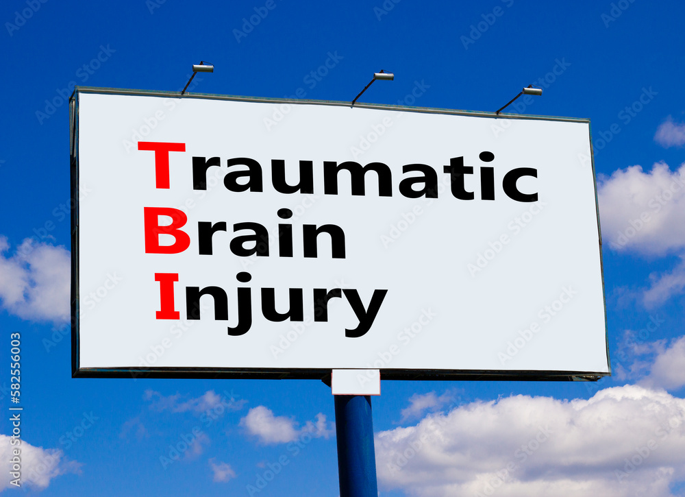 TBI traumatic brain injury symbol. Concept words TBI traumatic brain ...