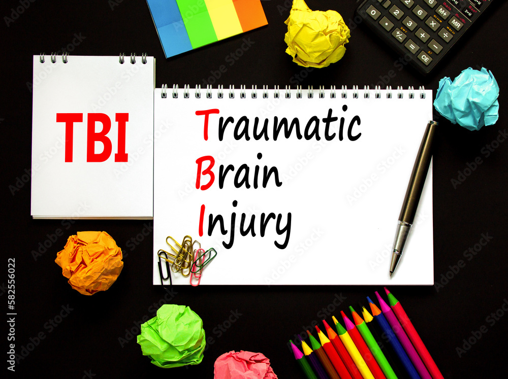 TBI traumatic brain injury symbol. Concept words TBI traumatic brain ...