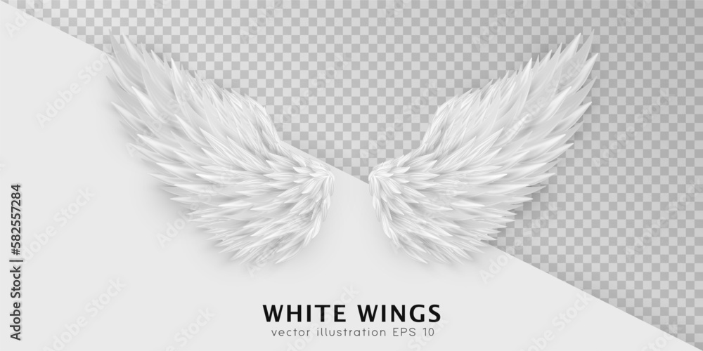 Three dimensional white angel wings. Masquerade, festival, carnival ...