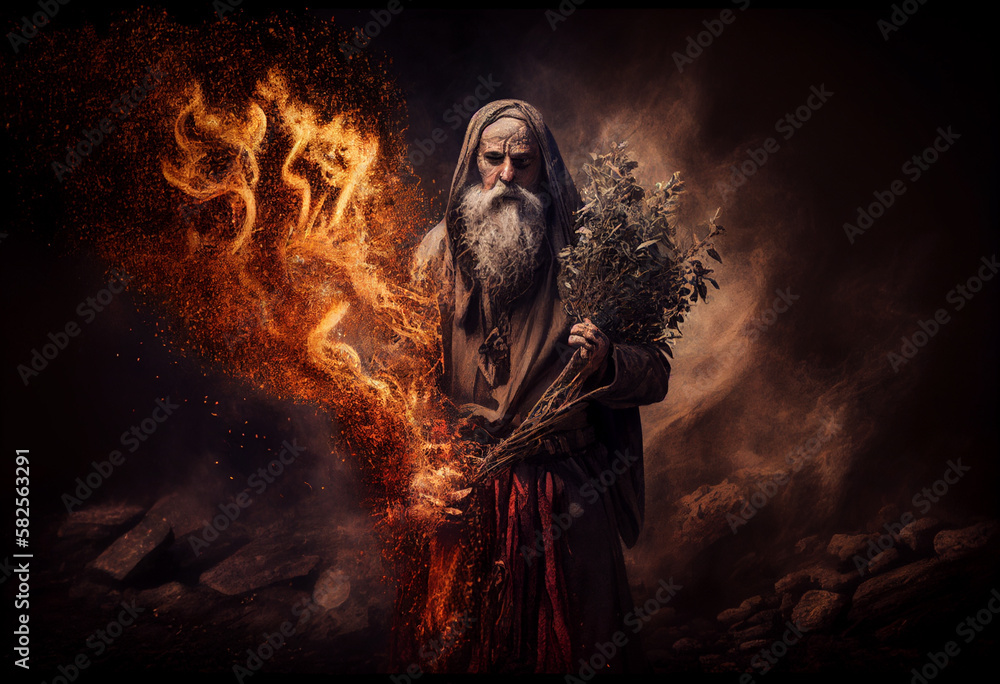 Photo & Art Print Moses and the Burning Bush - Bible Story concept ...