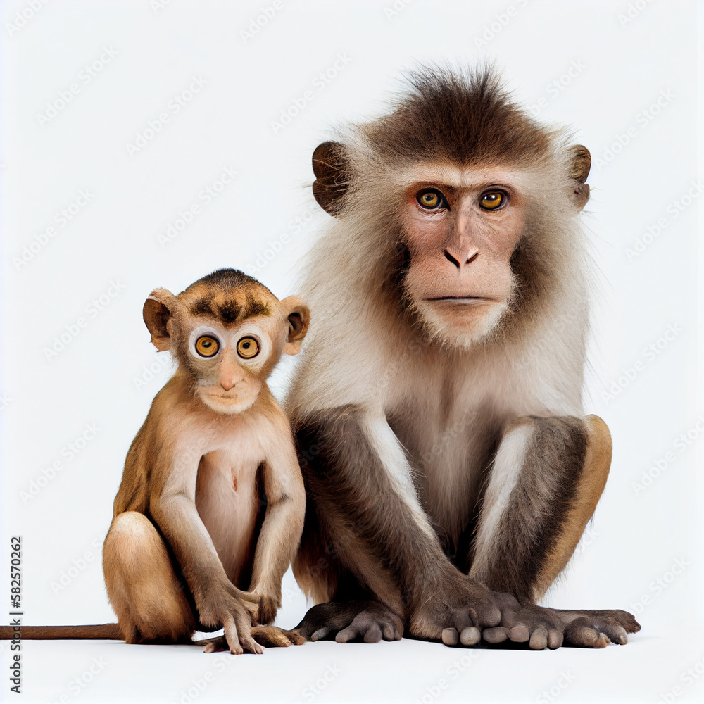 monkey with lion white background hd upscale Stock Illustration | Adobe ...