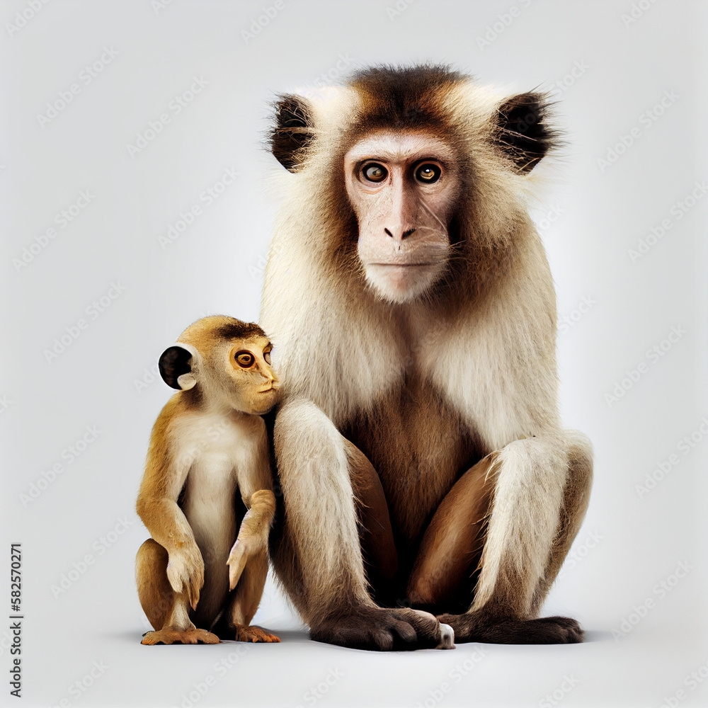 monkey with lion white background hd upscale Stock Illustration | Adobe ...