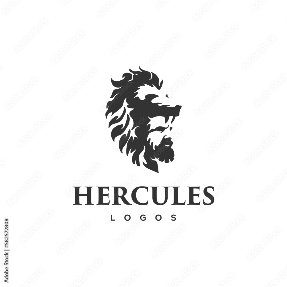 silhouette of Hercules head logo illustration design Stock Vector ...
