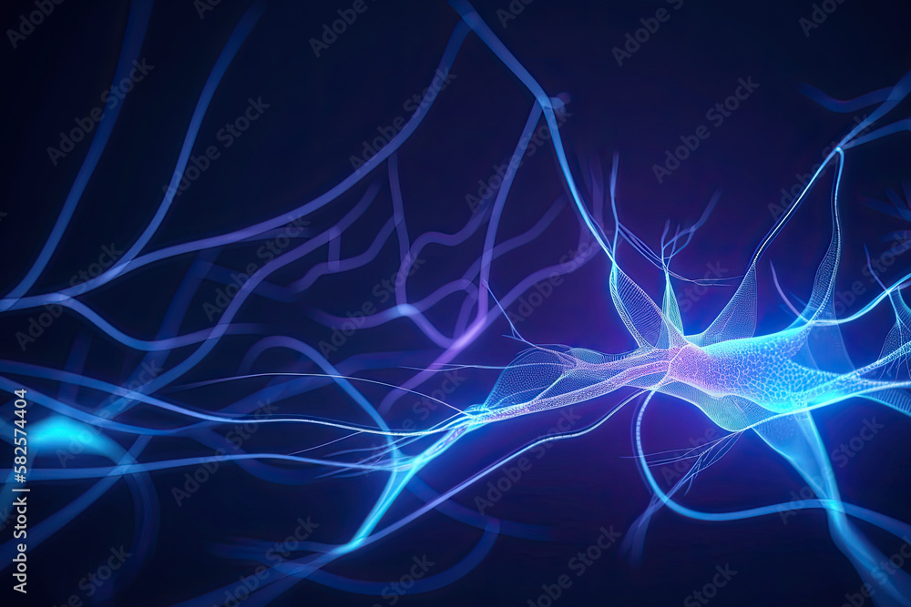 Neuron cells on abstract background, neural connections in the human ...