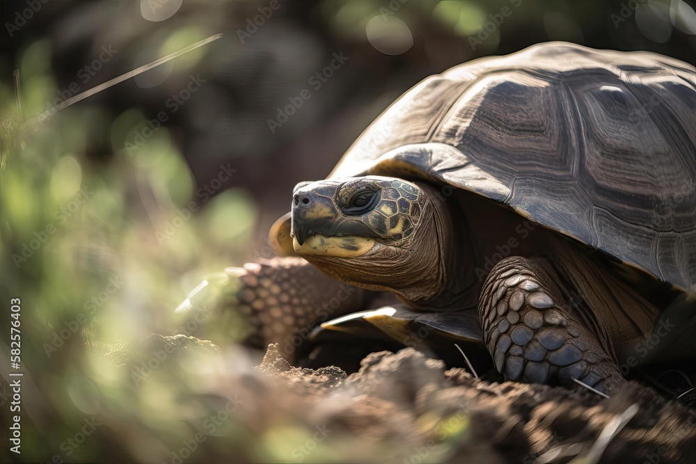 Ancient Galapagos Tortoise Roaming the Enchanted Islands, created with ...