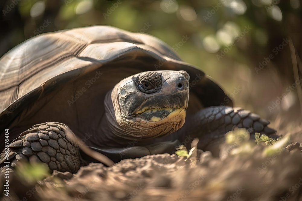 Ancient Galapagos Tortoise Roaming the Enchanted Islands, created with ...