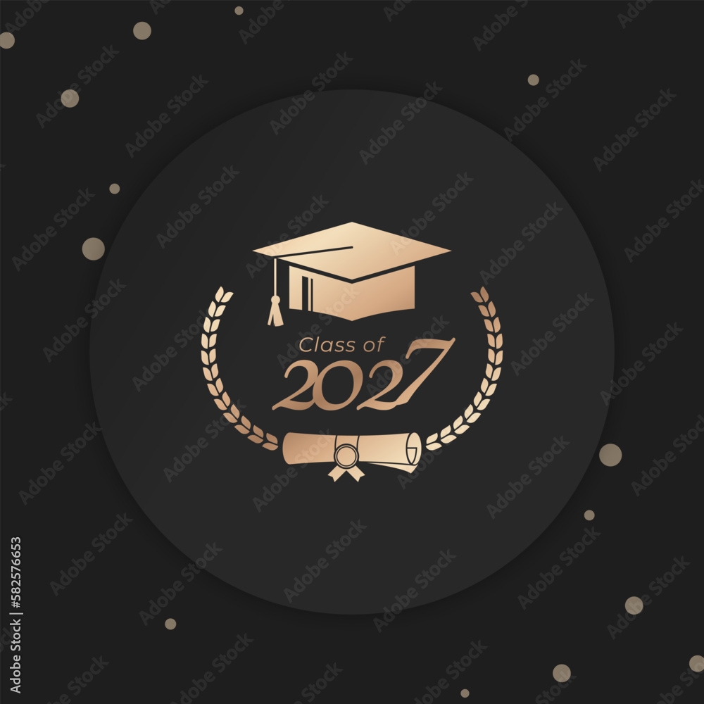 Class of 2027 Year Graduation of Decorate Congratulation with Laurel ...