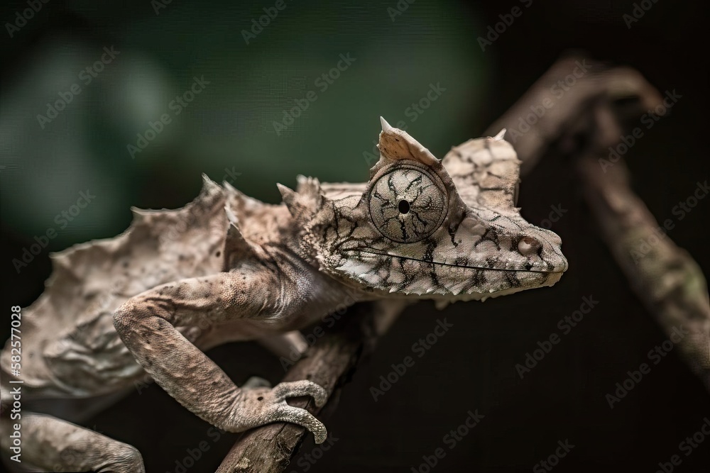 Cryptic Satanic Leaf-Tailed Gecko Camouflaged in the Madagascan Jungle ...