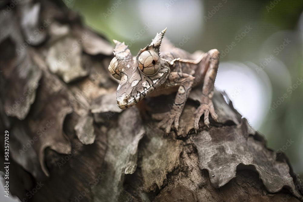 Cryptic Satanic Leaf-Tailed Gecko Camouflaged in the Madagascan Jungle ...
