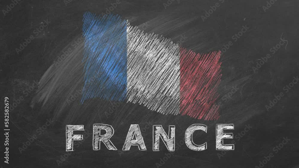 This video shows the process of drawing a flag of France on a black ...