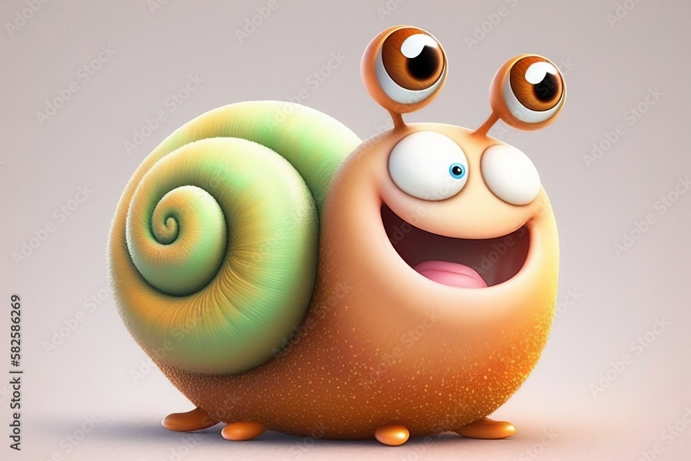 Ilustracja Stock: Meet the Adorable Super Happy Smiley Snail - A Fluffy ...