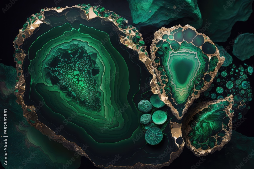 Beautiful green geode gemstone of Emerald crystal. Generative AI Stock ...