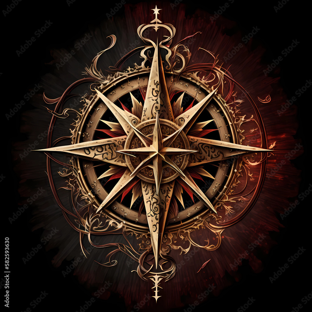 Compass Rose Orientation | AI Generative Stock Illustration | Adobe Stock