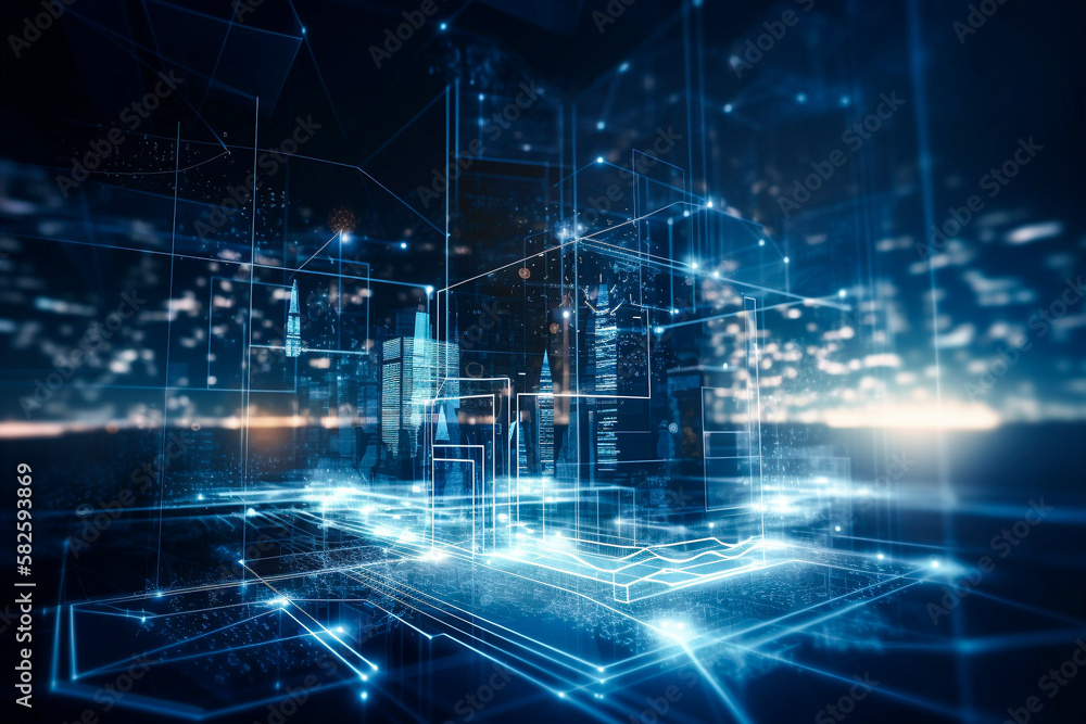 Digital transformation and urban futuristic technology. generative Ai ...