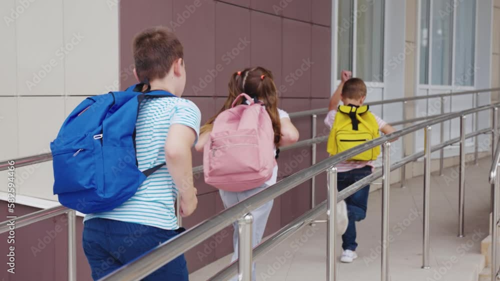 Student school backpack bag boy lesson run running son child kid ...