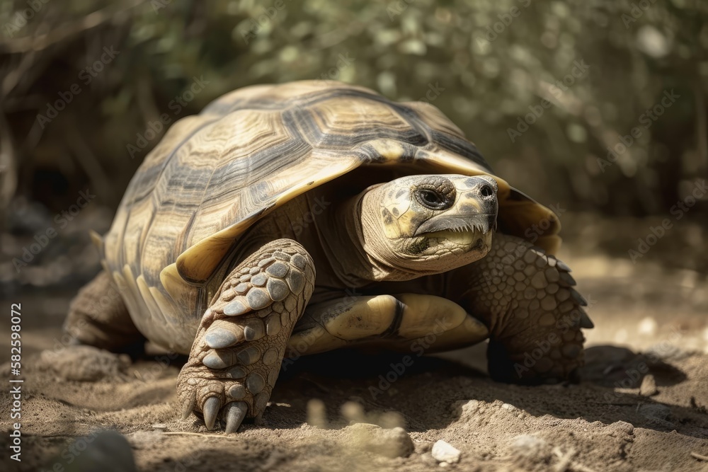 Natural Environment of the African Sulcata Tortoise, close up of an ...