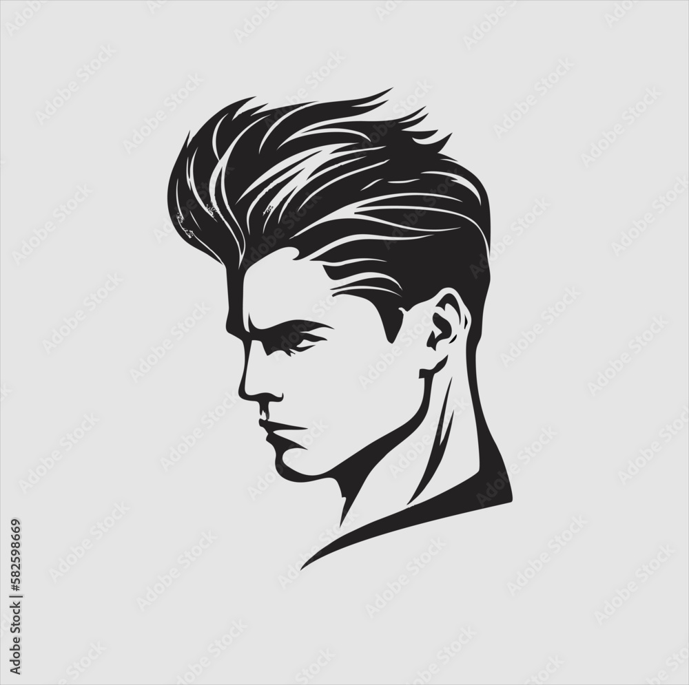 illustration of male hairstyle icon, male face logo for male hair salon ...