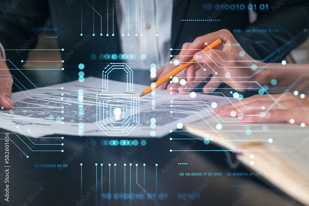 Businesspeople in formal wear taking notes signing contract at office ...