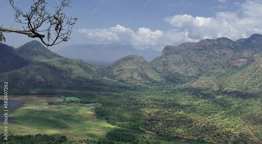 scenic landscape, beautiful view of palani hills (part of western ghats ...