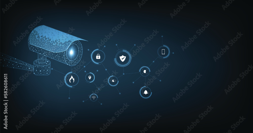 Concept of surveillance and monitoring.Camera Technology Safety Concept ...