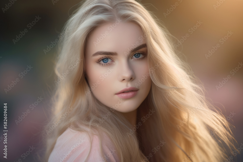 Ethereal Beauty mesmerizing portrait of a woman with long, flowing ...