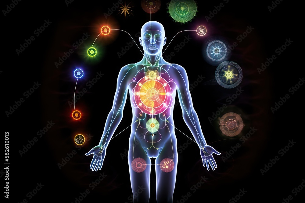 Human Body with Full Chakra Activation, Caused by Enlightment with Yoga ...