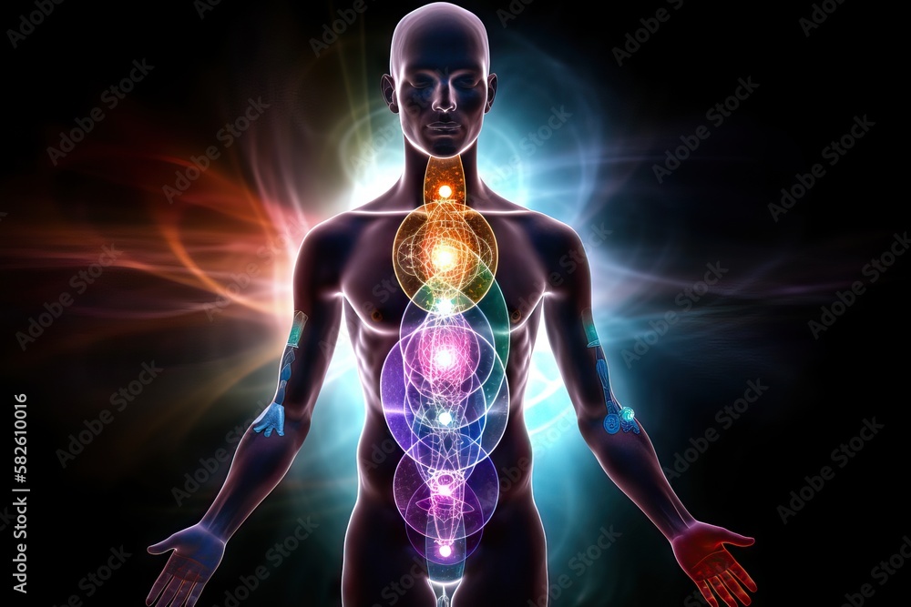 Human Body with Full Chakra Activation, Caused by Enlightment with Yoga ...