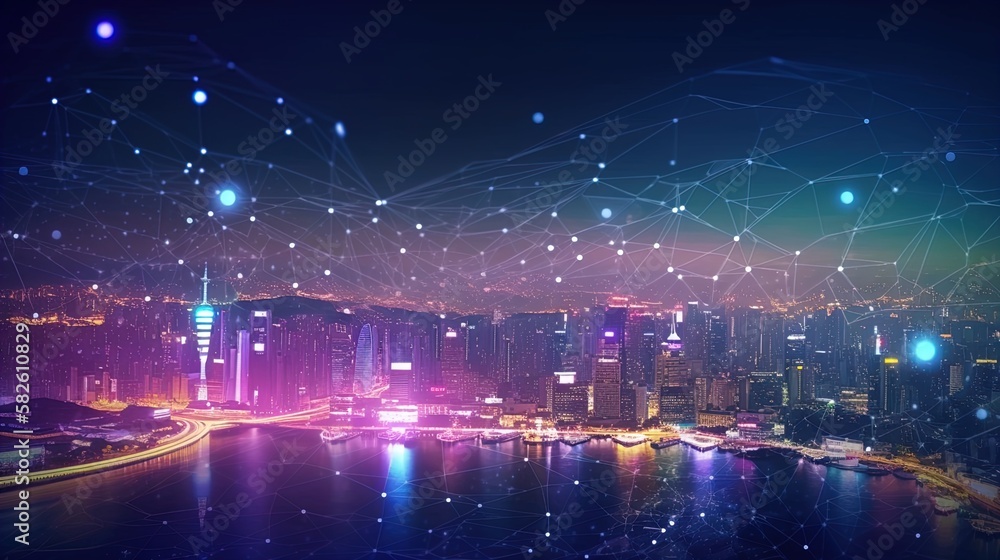 Smart City: Abstract Dot Connections, Gradient Lines, and Aesthetic ...