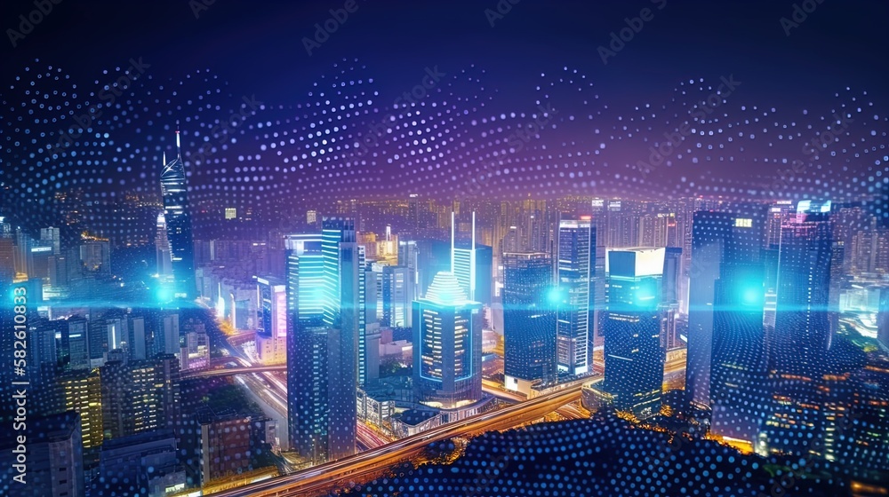 Smart City: Abstract Dot Connections, Gradient Lines, and Aesthetic ...