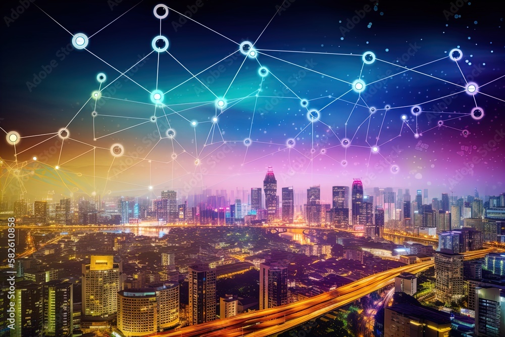 Smart City: Abstract Dot Connections, Gradient Lines, and Aesthetic ...
