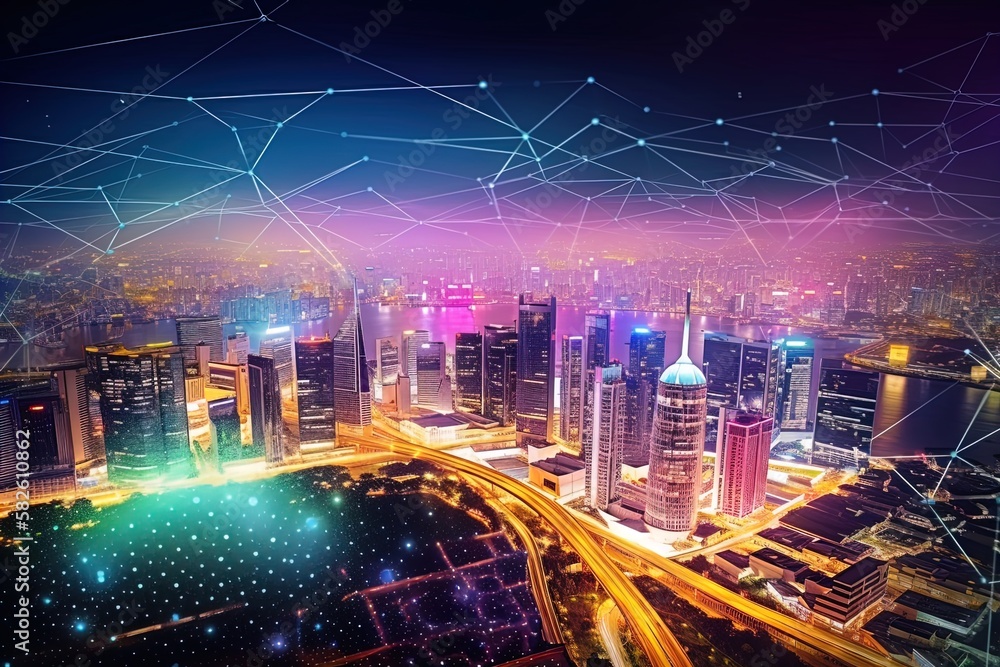 Smart City: Abstract Dot Connections, Gradient Lines, and Aesthetic ...