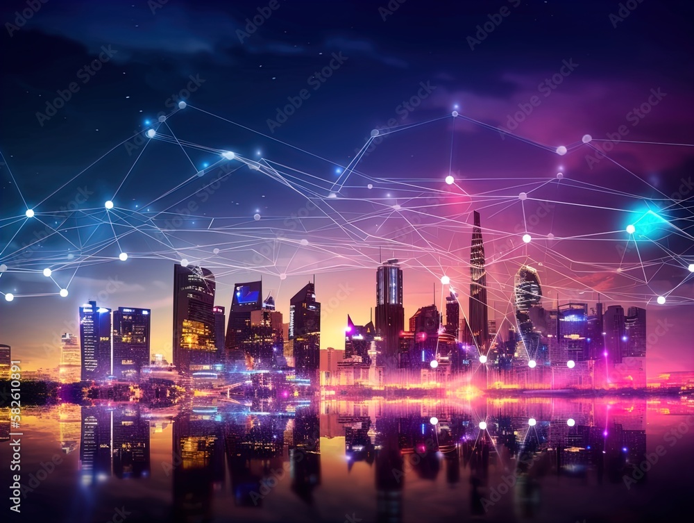 Smart City: Abstract Dot Connections, Gradient Lines, and Aesthetic ...