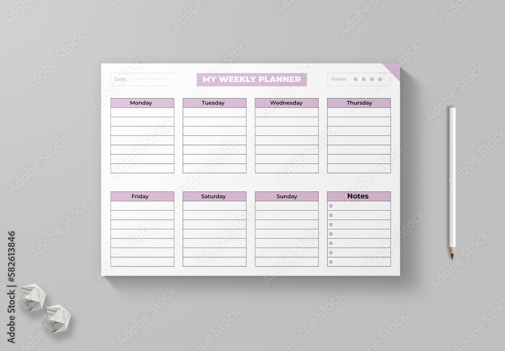 Weekly Planner Design Template Stock Template | Adobe Stock