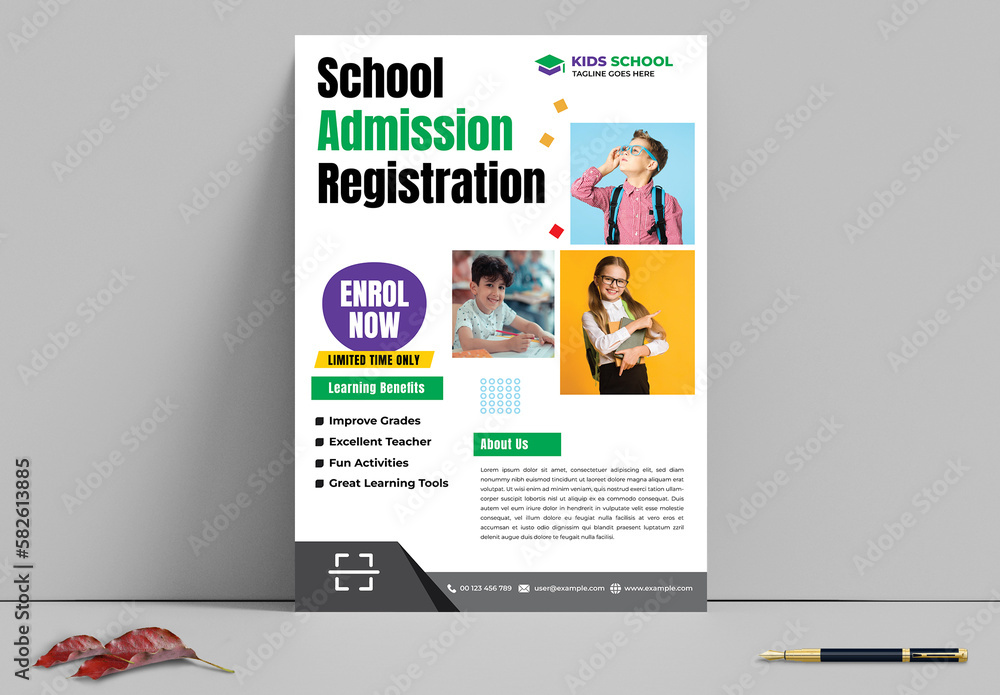 School Addmission Flyer Design Template Stock Template | Adobe Stock