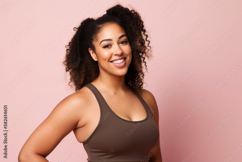 Young curvy and beautiful black sport coach entrepreneur posing fierce ...