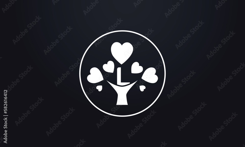 Heart sign tree. Heart symbol tree circle. Love tree logo symbol and ...