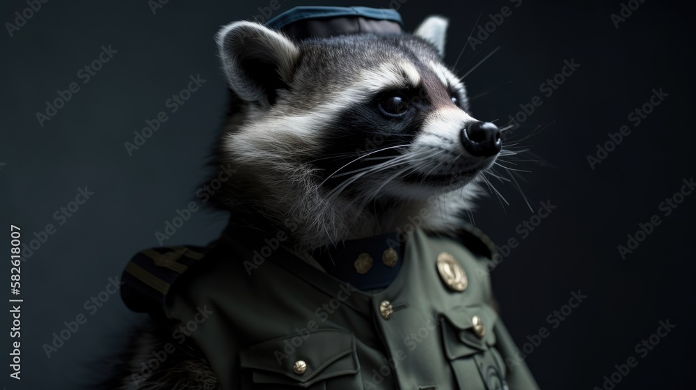 Raccoon Dressed Like Military Dictator. Generative AI. Stock ...