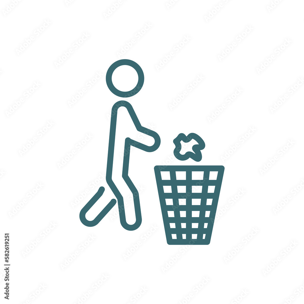 throwing trash icon. Thin line throwing trash icon from behavior and ...