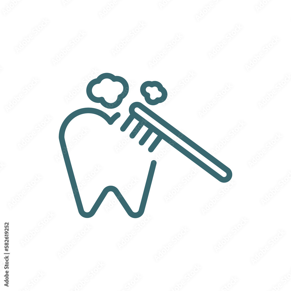 brushing teeth icon. Thin line brushing teeth icon from behavior and ...