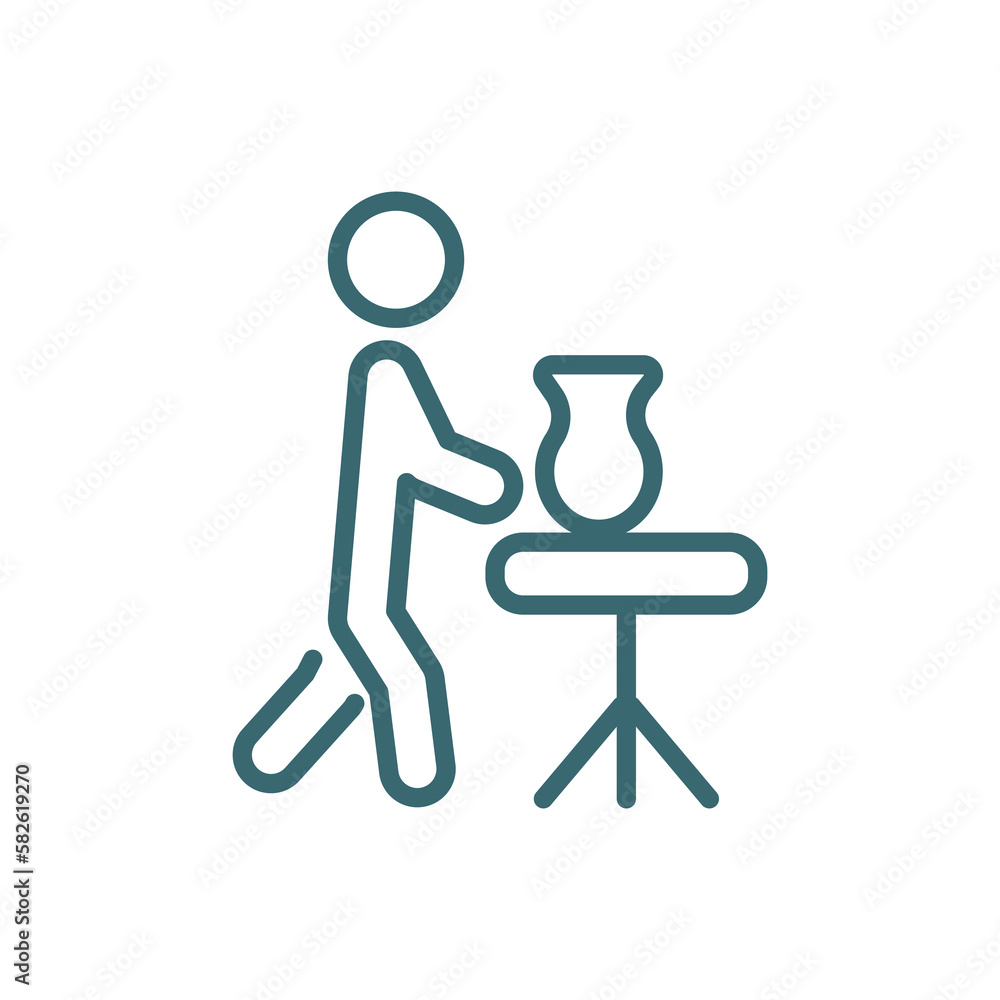man doing pottery icon. Thin line man doing pottery icon from behavior ...