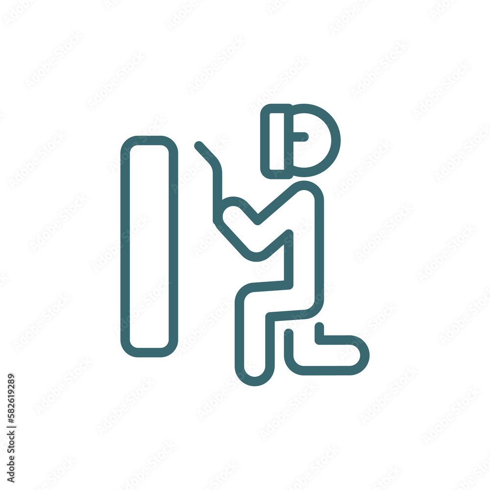 man welding icon. Thin line man welding icon from behavior and action ...