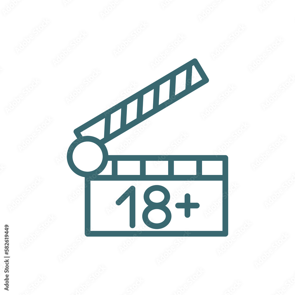 plus 18 movie icon. Thin line plus 18 movie icon from cinema and ...