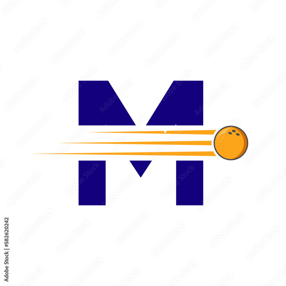 Initial Letter M Bowling Logo. Bowling Ball Symbol Vector Template ...