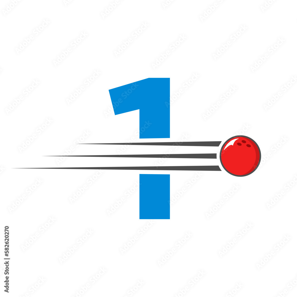 Initial Letter 1 Bowling Logo. Bowling Ball Symbol Vector Template ...