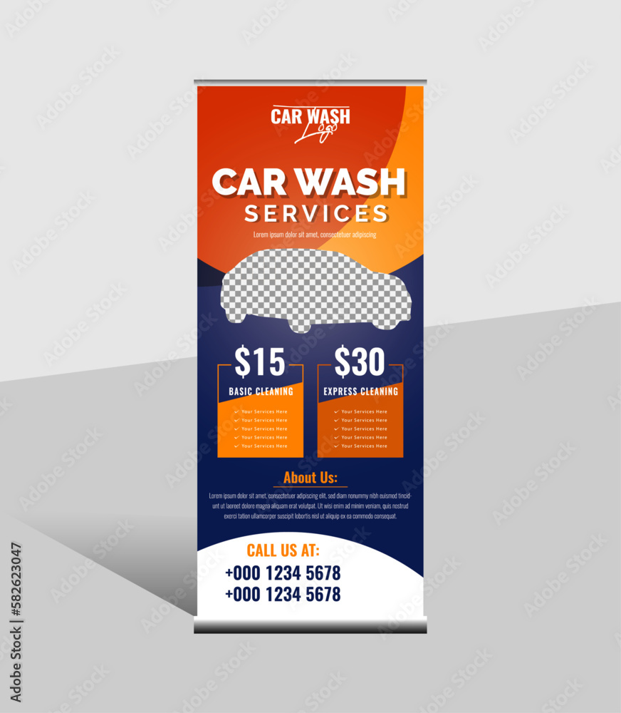 Car Wash Rollup Banner Template, pull up, advertisement, display banner ...