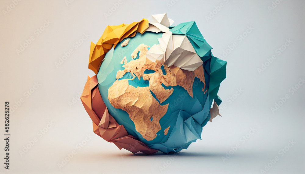 Eco system. sustainable in origami paper style, clean energy reduce ...