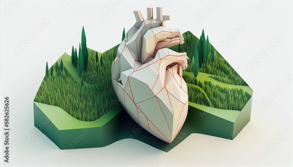 Eco system. sustainable in origami paper style, clean energy reduce ...