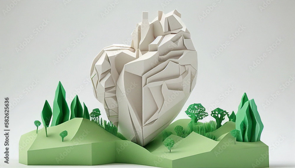 Eco system. sustainable in origami paper style, clean energy reduce ...