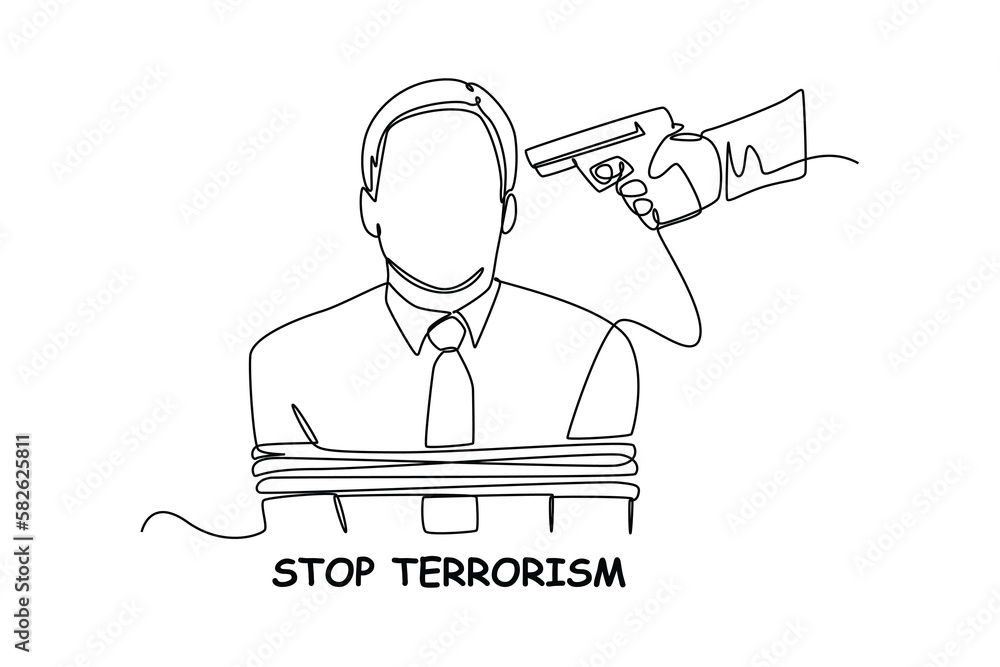 Single one-line drawing businessman arrested and held at gunpoint by ...